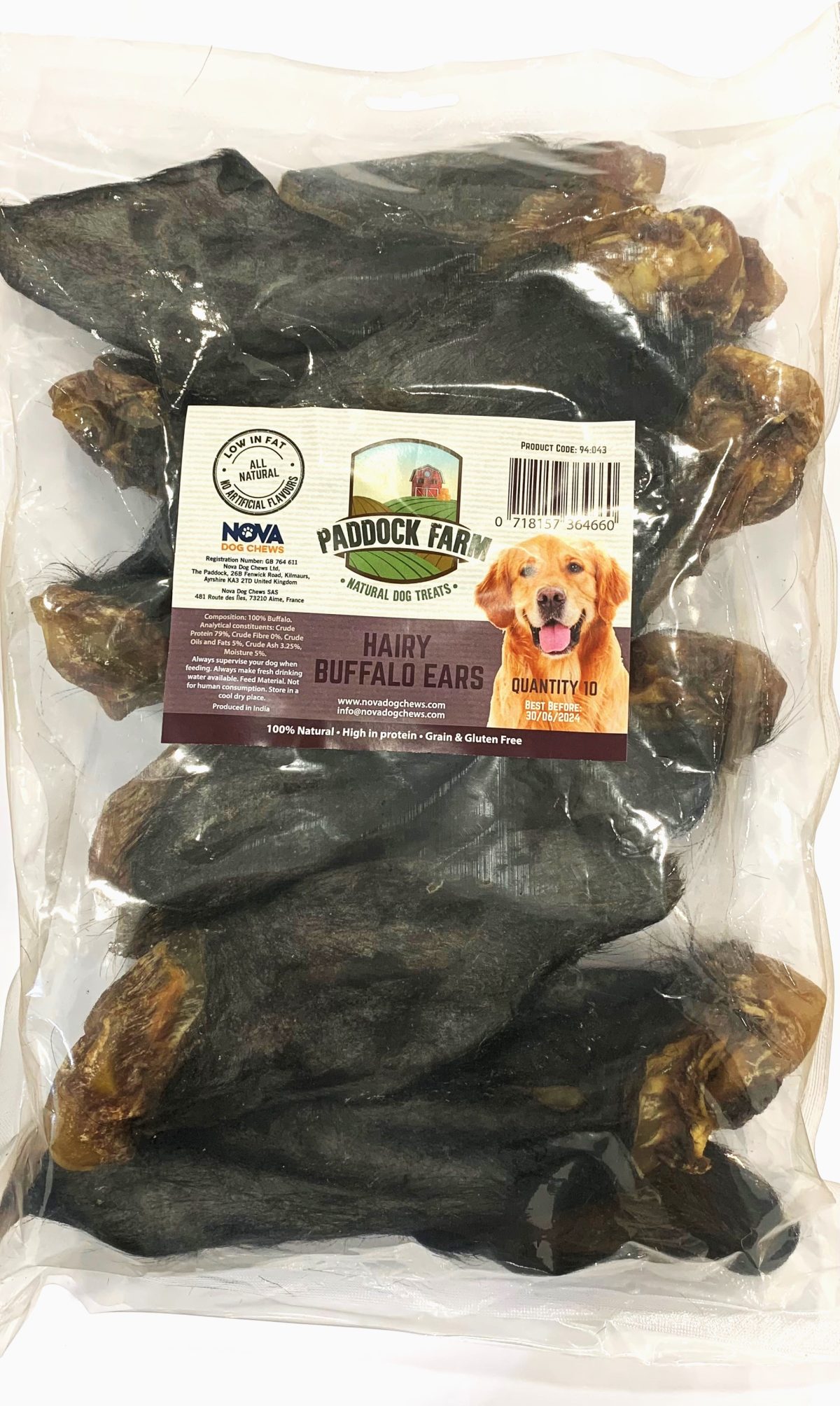 Hairy Buffalo Ears 5 x 10 Pack (Unlabeled) - Nova Dog Chews
